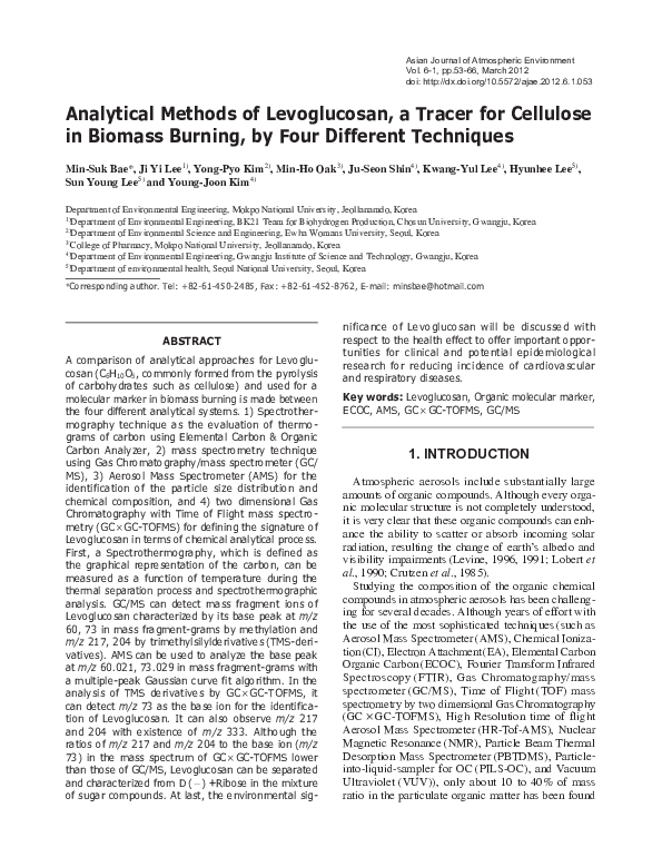 (PDF) Analytical Methods of Levoglucosan, a Tracer for Cellulose in ...
