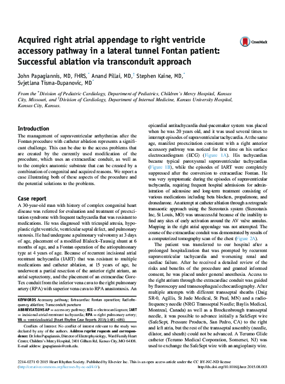(PDF) Acquired Right Atrial Appendage to Right Ventricle Accessory ...