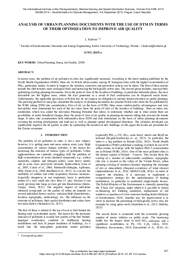(PDF) Analysis of Urban Planning Documents with the Use of DTM in Terms of Their Optimization to ...