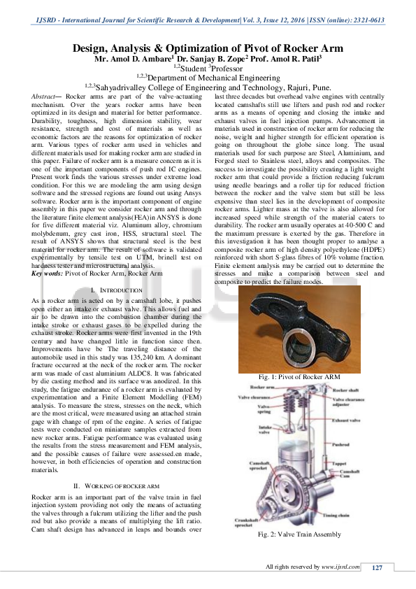 (PDF) Design, Analysis & Optimization of Pivot of Rocker Arm