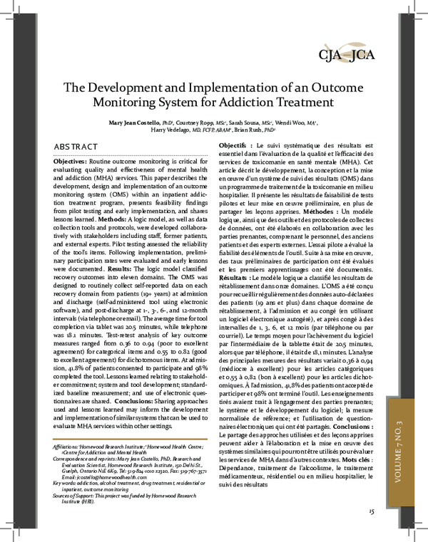 (PDF) The Development and Implementation of an Outcome Monitoring ...
