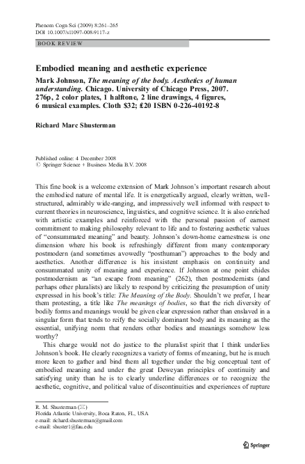 (PDF) Embodied meaning and aesthetic experience
