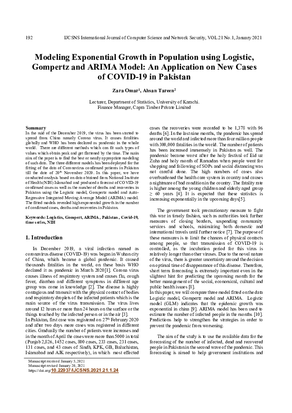(PDF) Modeling Exponential Growth in Population using Logistic ...