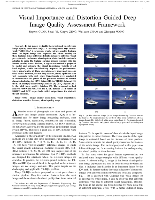 (PDF) Visual Importance and Distortion Guided Deep Image Quality Assessment Framework