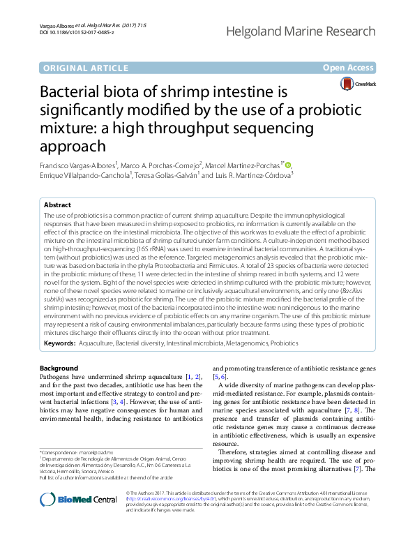 (PDF) Bacterial biota of shrimp intestine is significantly modified by ...