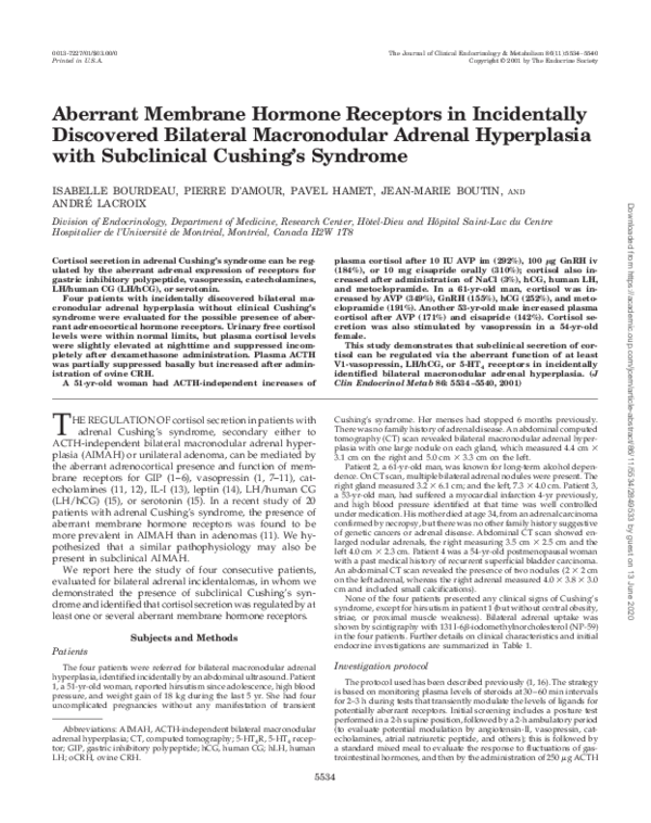 (PDF) Aberrant Membrane Hormone Receptors in Incidentally Discovered ...