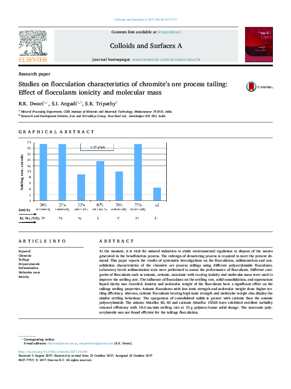 (PDF) Studies on flocculation characteristics of chromite’s ore process ...