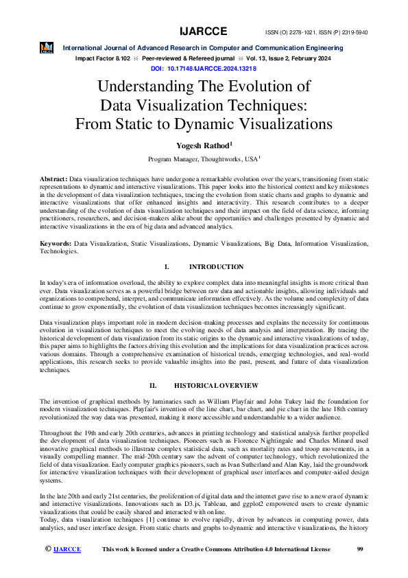 Pdf Understanding The Evolution Of Data Visualization Techniques From Static To Dynamic