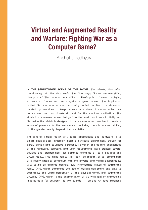 (PDF) Virtual and Augmented Reality and Warfare: Fighting War as a ...