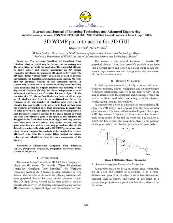 (PDF) 3D WIMP put into action for 3D GUI