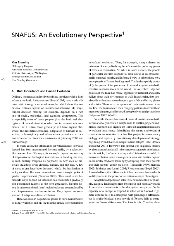 (PDF) SNAFUS: An Evolutionary Perspective