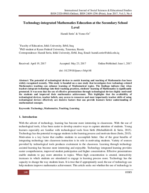 (PDF) Technology-integrated Mathematics Education at the Secondary ...