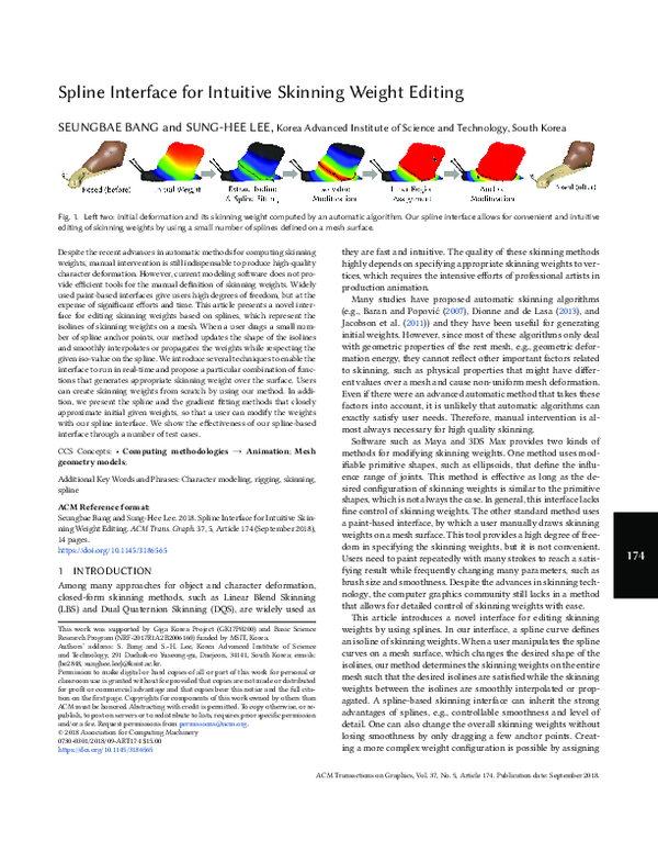 (PDF) Spline interface for intuitive skinning weight editing = 직관적 스키닝 ...