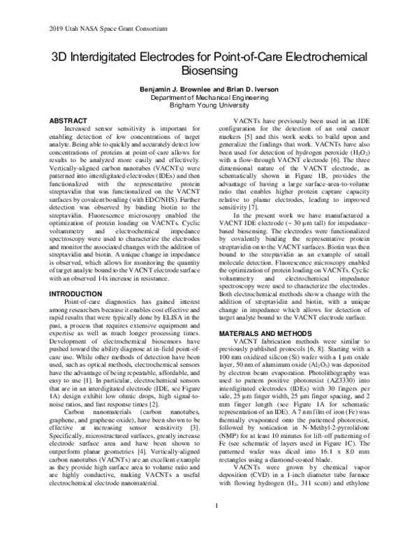 (PDF) 3D Interdigitated Electrodes for Point-of-Care Electochemical ...