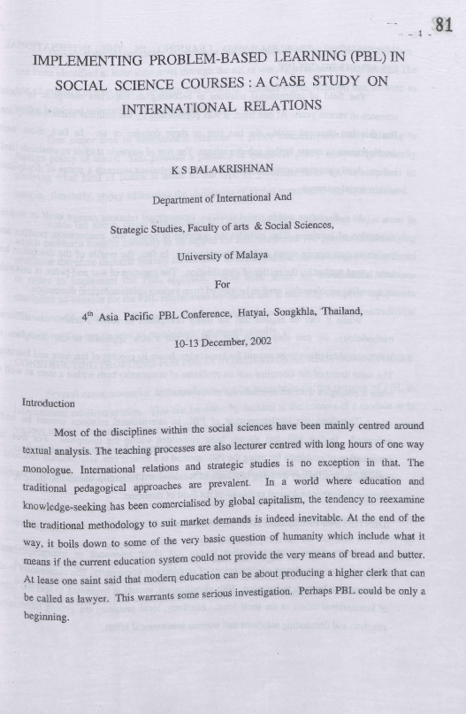 (PDF) Implementing Problem-Based Learning (PBL) in social science courses: A case study on ...