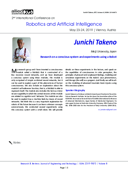 (PDF) Research on a conscious system and experiments using a Robot ...