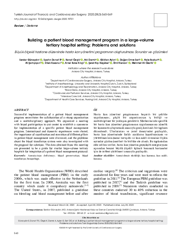 (PDF) Building a patient blood management program in a large-volume ...