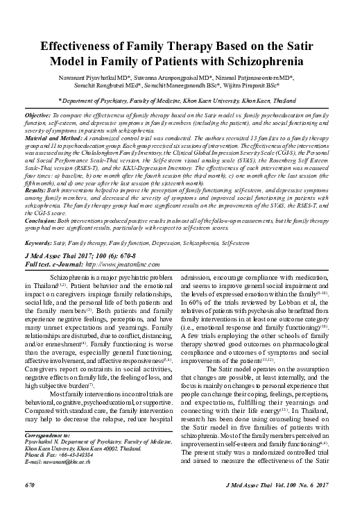 (PDF) Effectiveness of Family Therapy Based on the Satir Model in ...