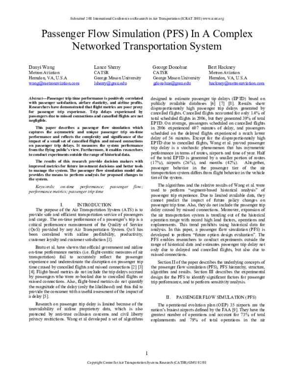 Pdf Passenger Flow Simulation Pfs In A Complex Networked Transportation System