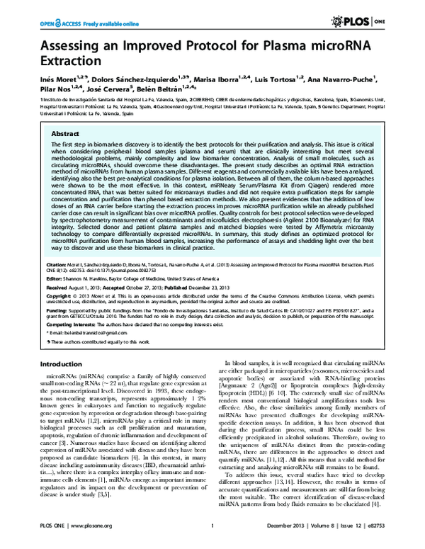 (PDF) Assessing an Improved Protocol for Plasma microRNA Extraction
