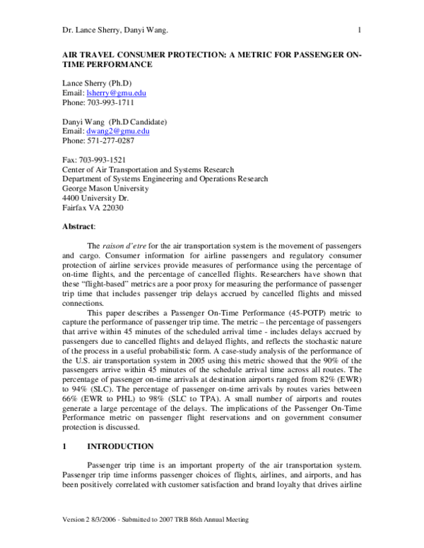 (PDF) Air Travel Consumer Protection