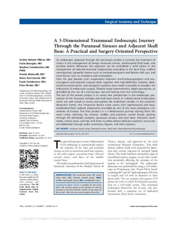 (PDF) A 3-Dimensional Transnasal Endoscopic Journey Through the ...