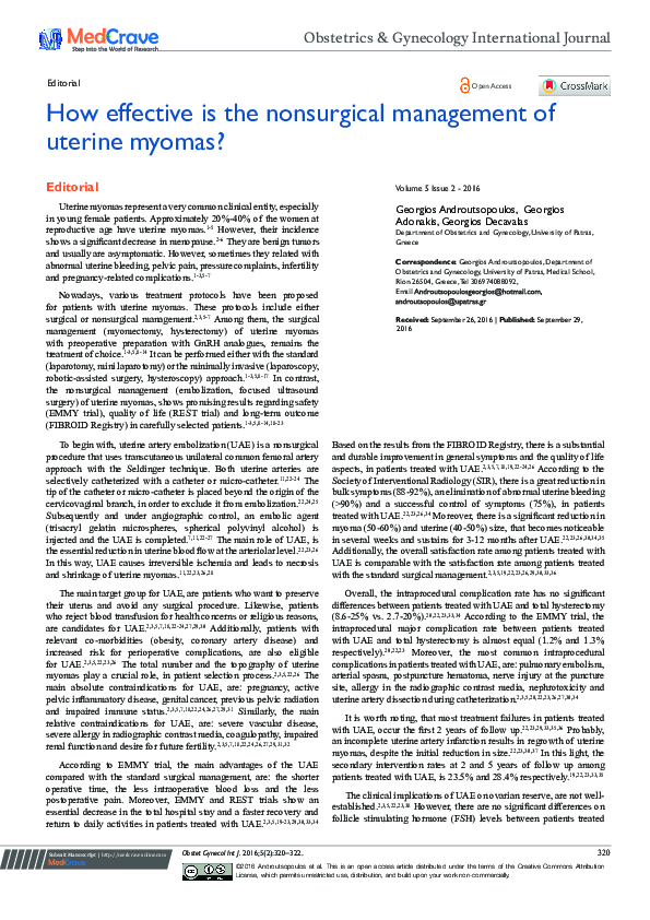 (PDF) How effective is The Nonsurgical Management of Uterine Myomas?