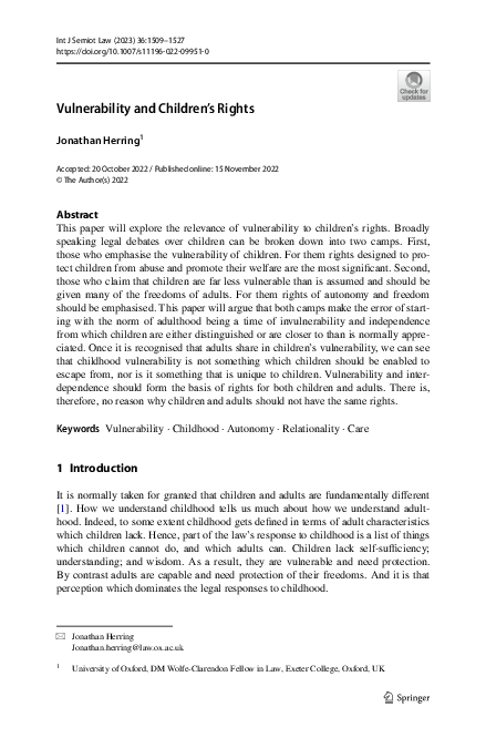 (PDF) Vulnerability and Children’s Rights