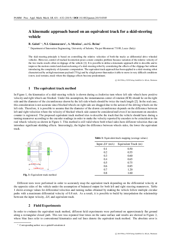 (PDF) A kinematic approach based on an equivalent track for a skid ...