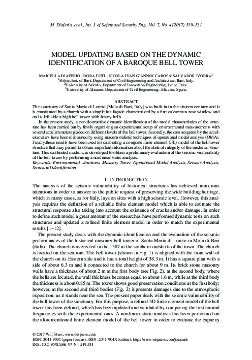 (PDF) Model updating based on the dynamic identification of a baroque ...
