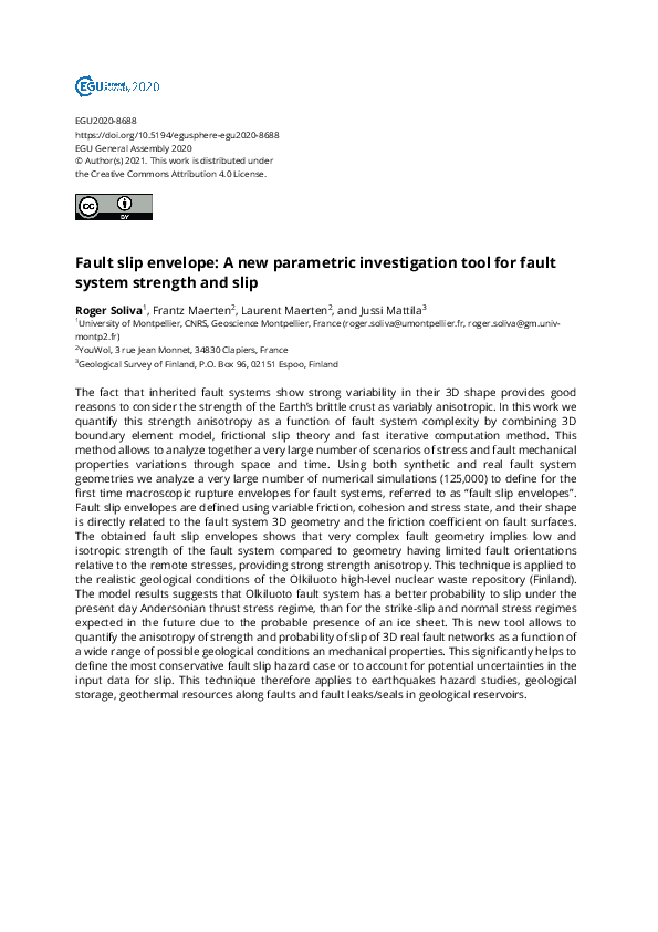 Pdf Fault Slip Envelope A New Parametric Investigation Tool For Fault System Strength And