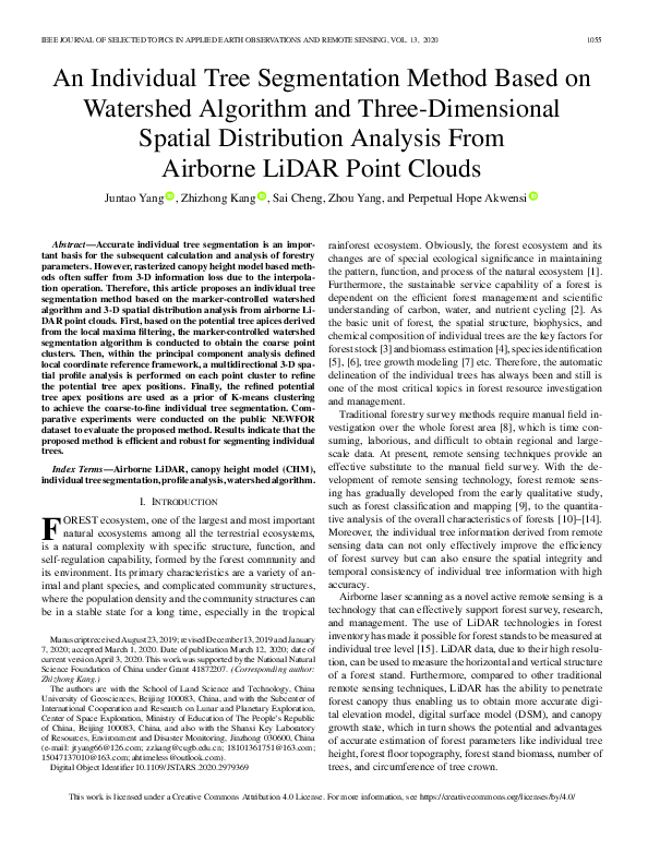 (PDF) An Individual Tree Segmentation Method Based on Watershed Algorithm and Three-Dimensional ...
