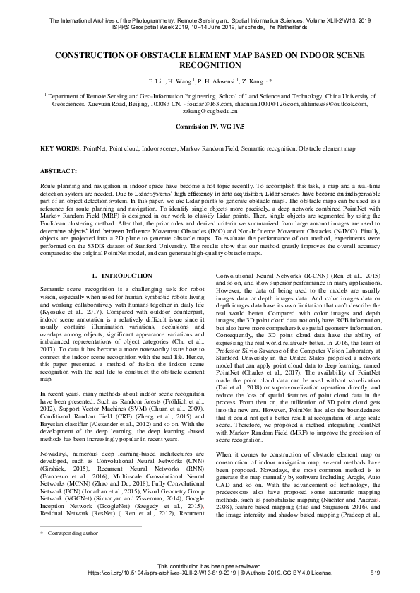 (PDF) Construction of Obstacle Element Map Based on Indoor Scene ...