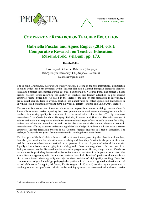 (PDF) Comparative Research on Teacher Education