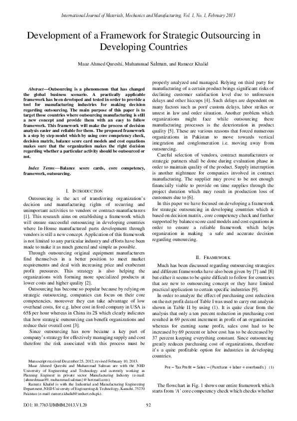 (PDF) Development of a Framework for Strategic Outsourcing in ...