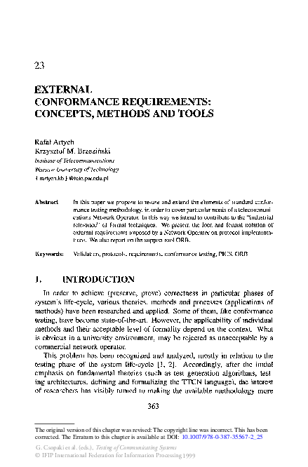(PDF) External Conformance Requirements: Concepts, Methods and Tools | Rafał Artych - Academia.edu