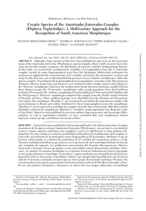 (PDF) Cryptic Species of the Anastrepha fraterculus Complex (Diptera ...