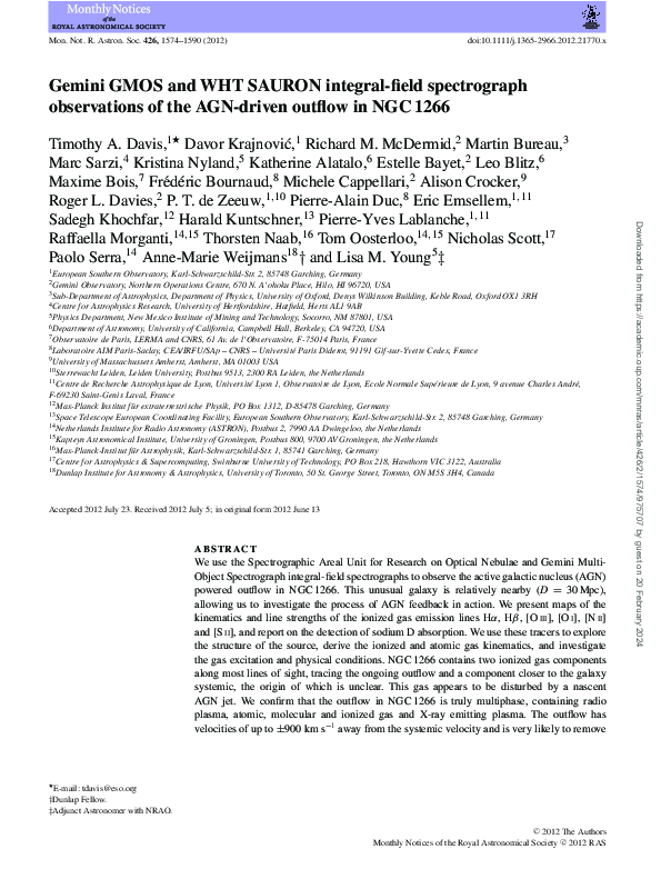 (PDF) Gemini GMOS and WHT SAURON integral-field spectrograph ...