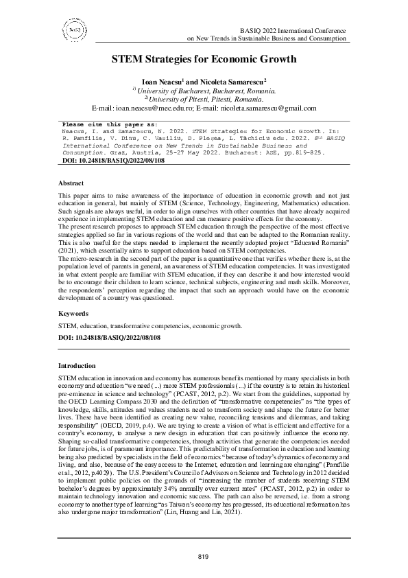 (PDF) STEM Strategies for Economic Growth