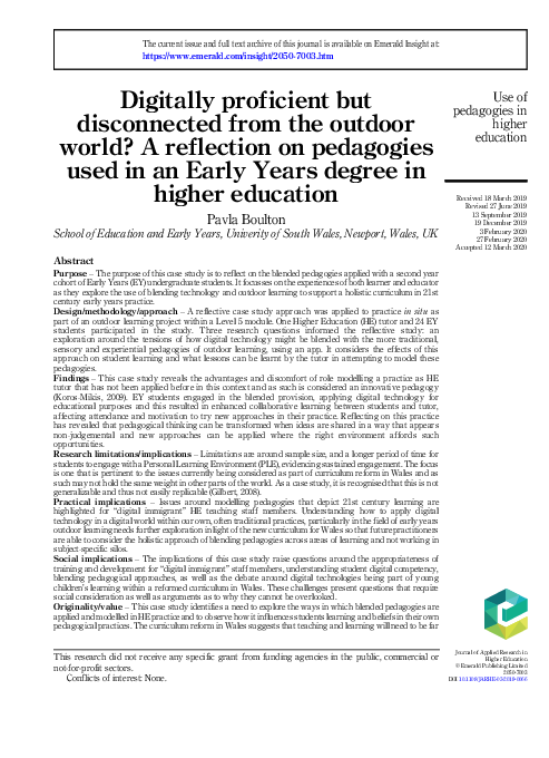 (PDF) Digitally proficient but disconnected from the outdoor world? A ...