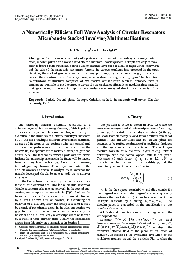 (PDF) A Numerically Efficient Full Wave Analysis of Circular Resonators Microbandes Stacked ...