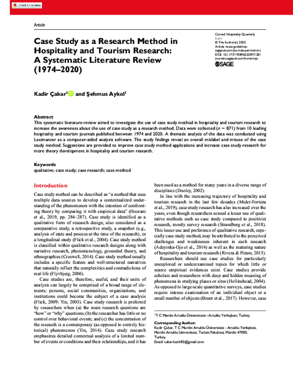 (PDF) Case Study as a Research Method in Hospitality and Tourism ...