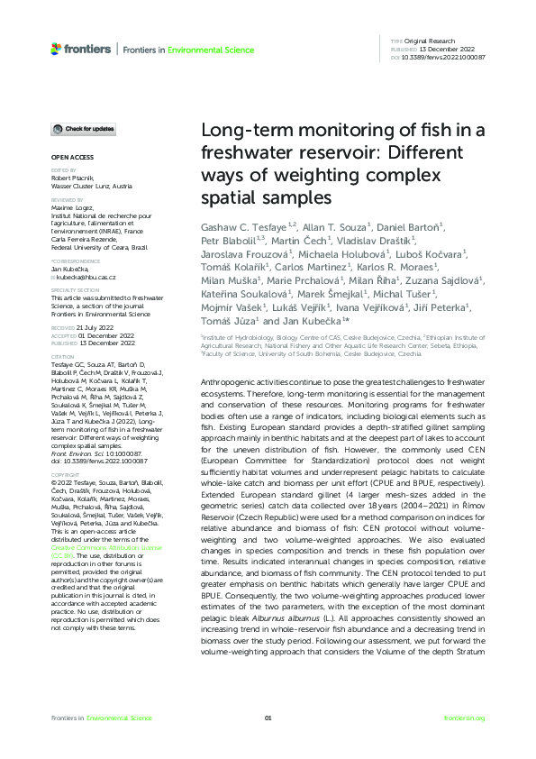 (PDF) Long-term monitoring of fish in a freshwater reservoir: Different ...