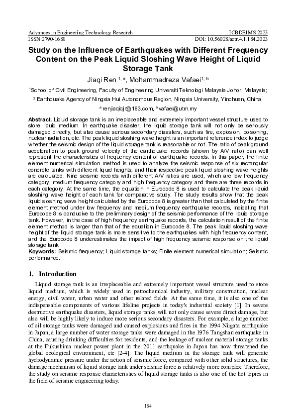 (PDF) Study on the Influence of Earthquakes with Different Frequency ...