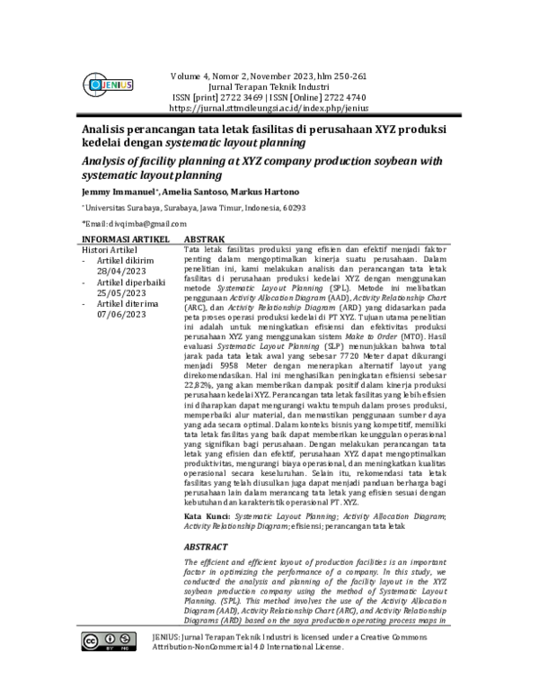 (PDF) Analisis perancangan tata letak fasilitas di perusahaan XYZ ...