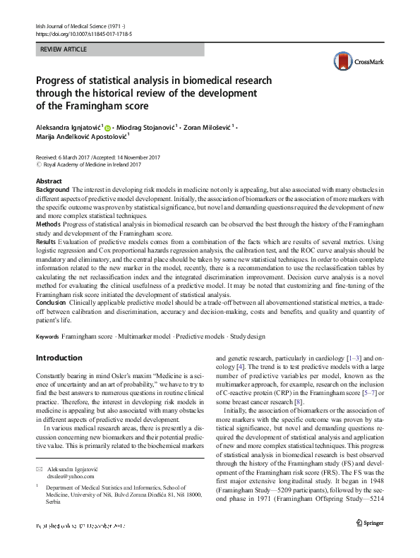 (PDF) Progress of statistical analysis in biomedical research through ...
