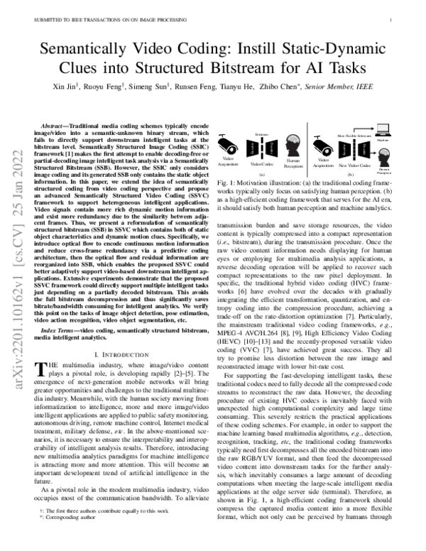 (PDF) Semantically Video Coding: Instill Static-Dynamic Clues into Structured Bitstream for AI Tasks
