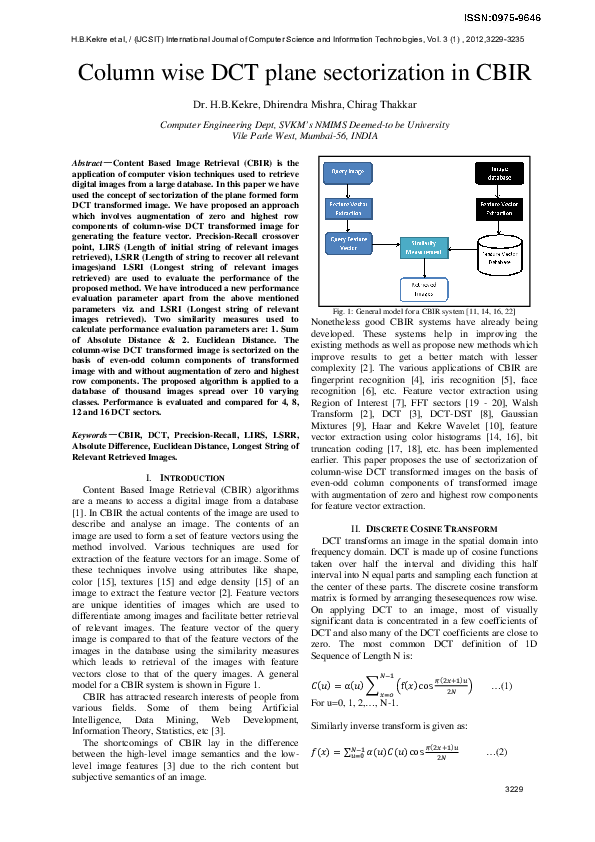 (PDF) Column wise DCT plane sectorization in CBIR