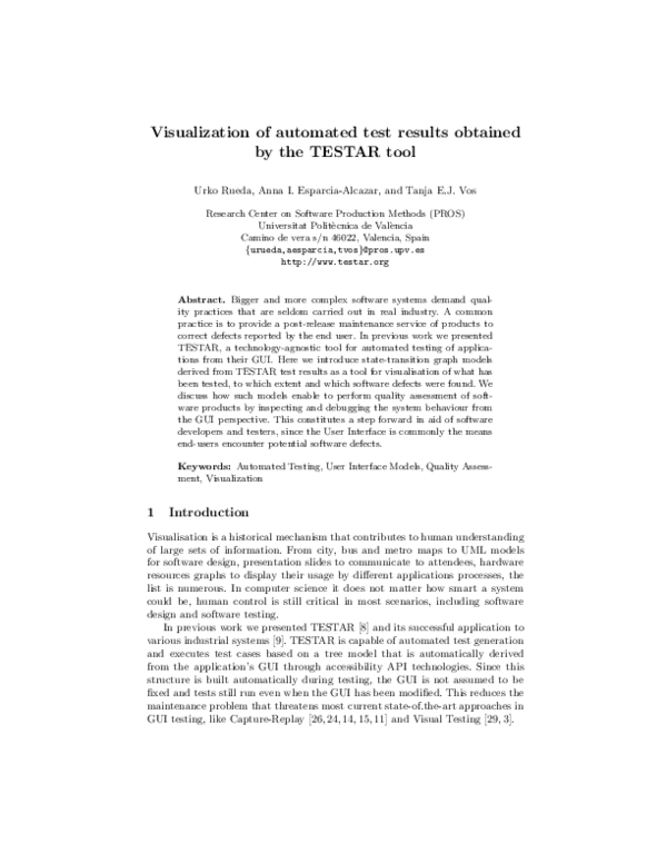 (PDF) Visualization of automated test results obtained by the TESTAR tool