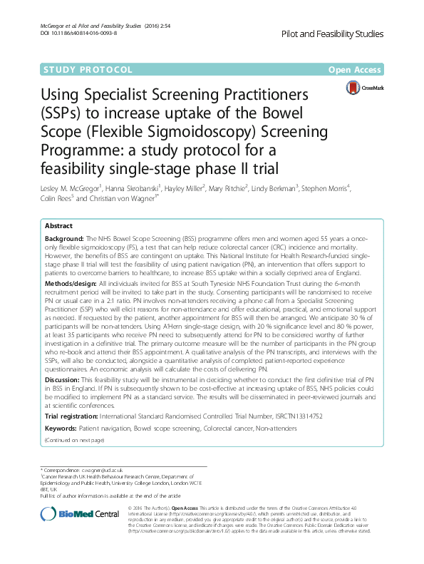 (PDF) Using Specialist Screening Practitioners (SSPs) to increase ...